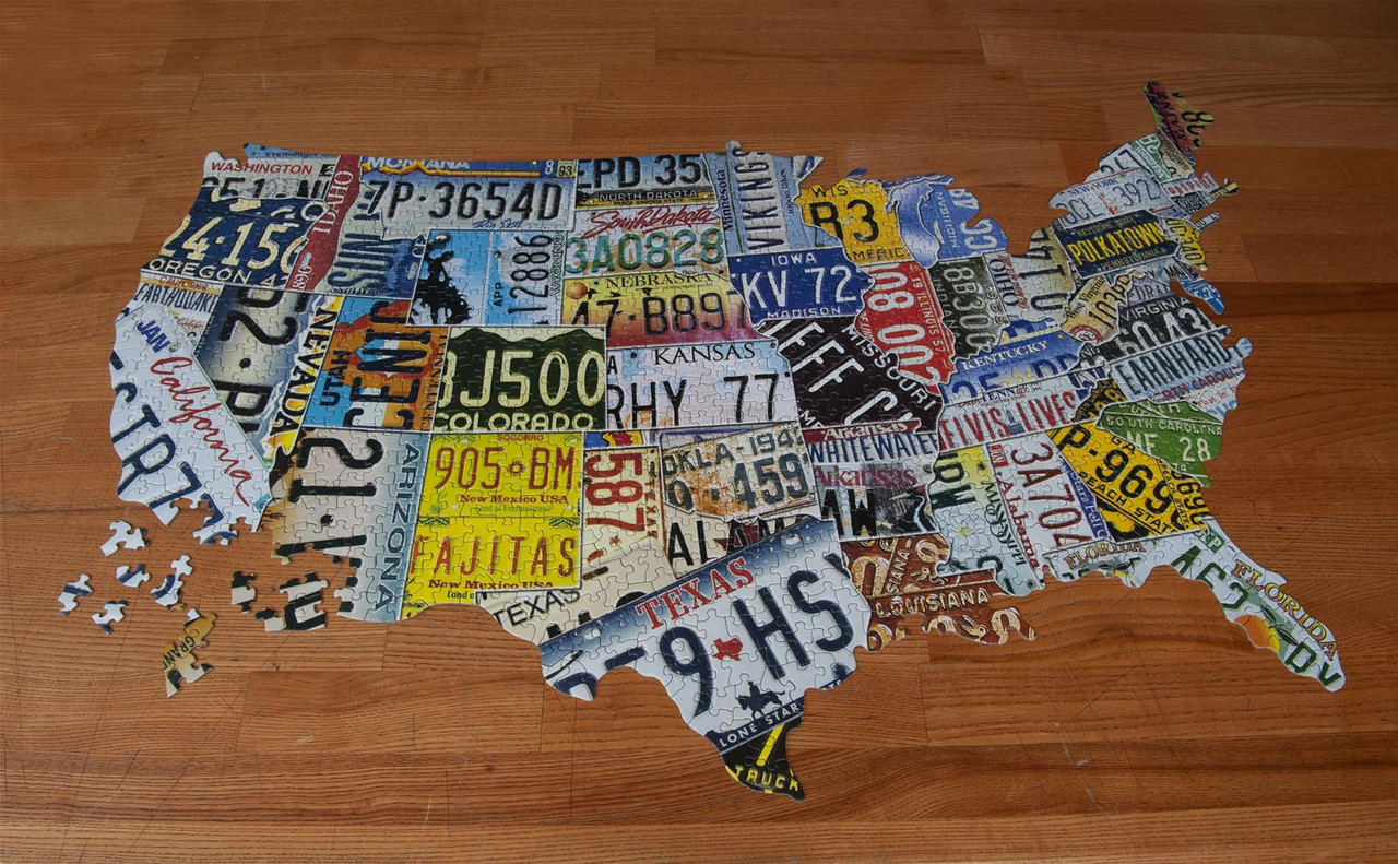 Puzzle - USA License Plate Map * 1000 Pieces - StangStuff