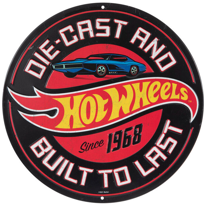 Hot Wheels Round Embossed Tin Sign - StangStuff