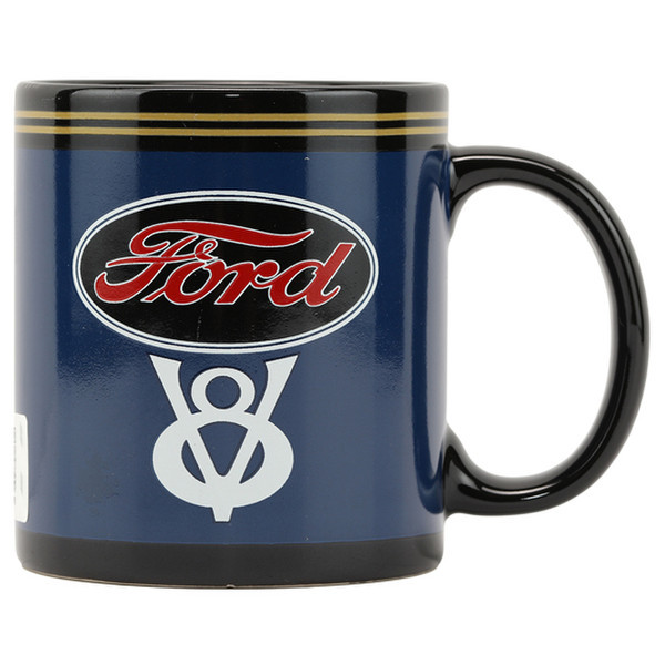 Mug - Ford V8 Logo in Black & Blue - 16oz. Coffee Mug - StangStuff