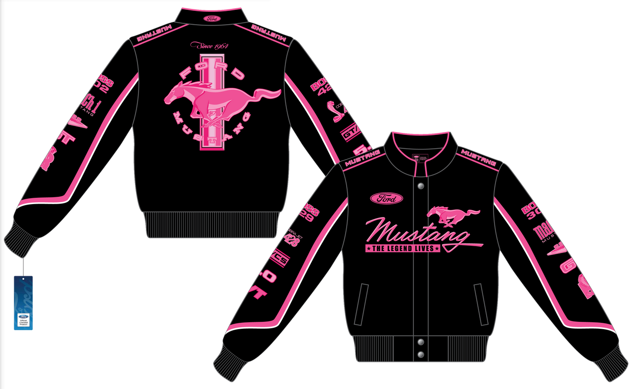 Gals Mustang Multi-Logo Jacket in Pink - StangStuff