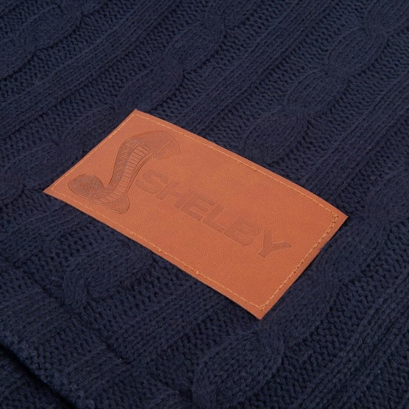 Shelby Navy Cable Knit Blanket - StangStuff