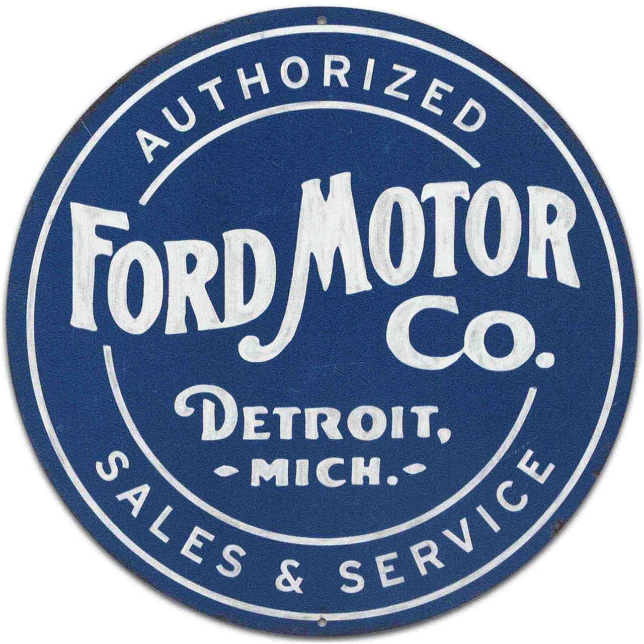 Ford Motor Co Service Round Embossed Tin Sign - StangStuff