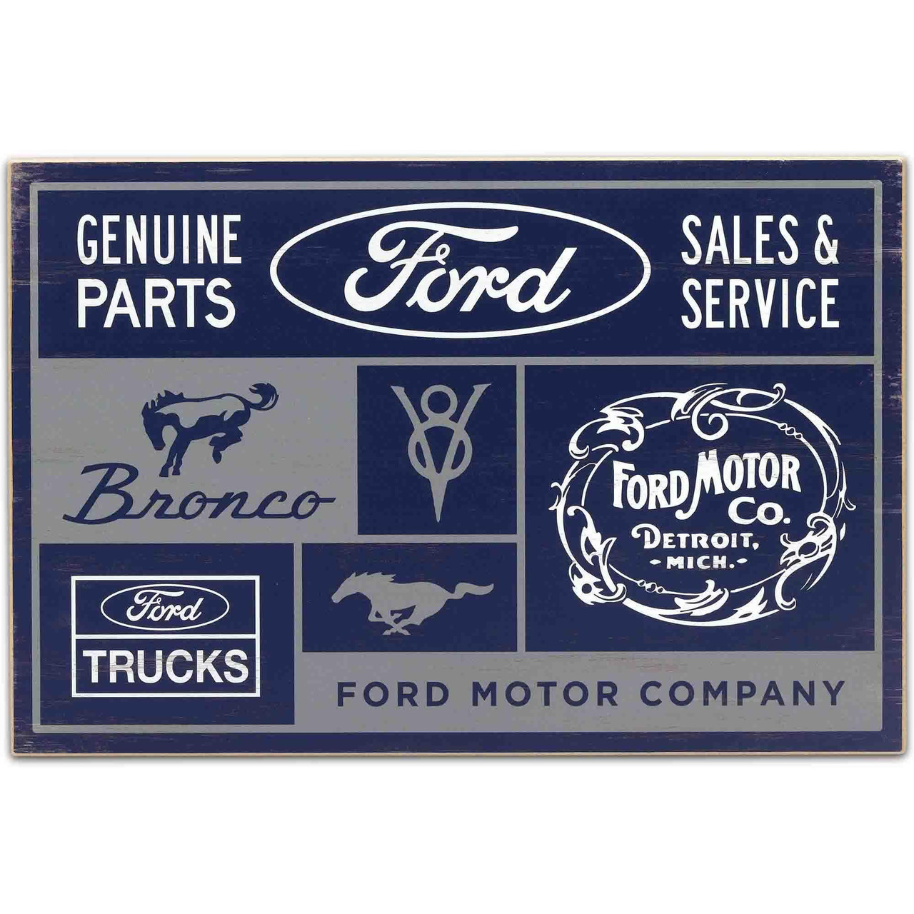 Ford Logo Collage Wood Sign - StangStuff