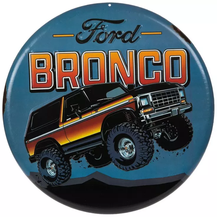 Ford Bronco Off Roading Round Metal Sign - StangStuff
