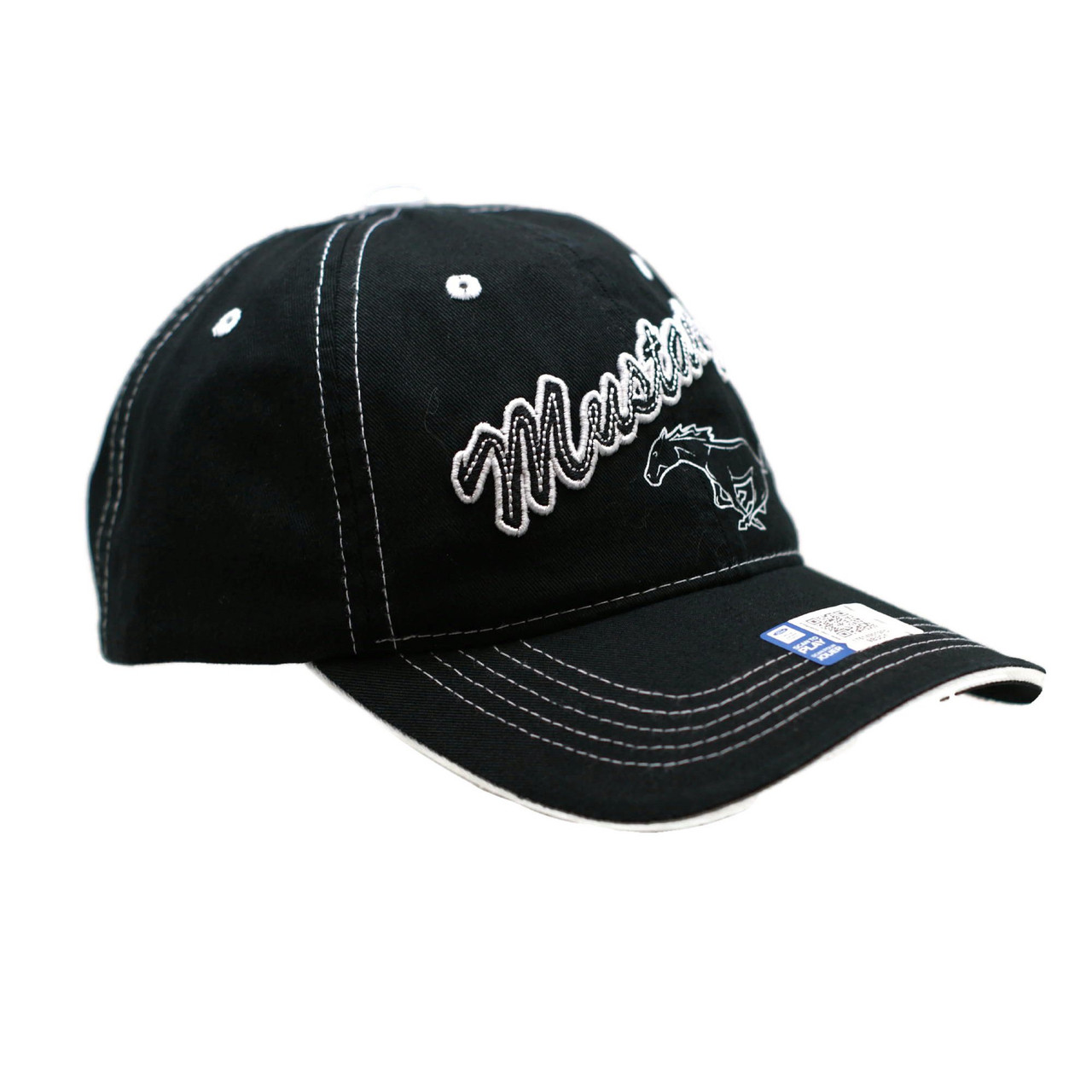 Mustang Script Logo & Running Horse Black Hat - StangStuff