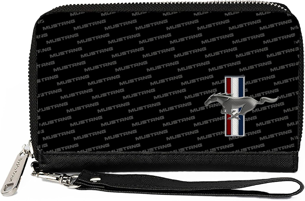Zip Around Wallet - Mustang Tri-Bar Logo & Text - StangStuff