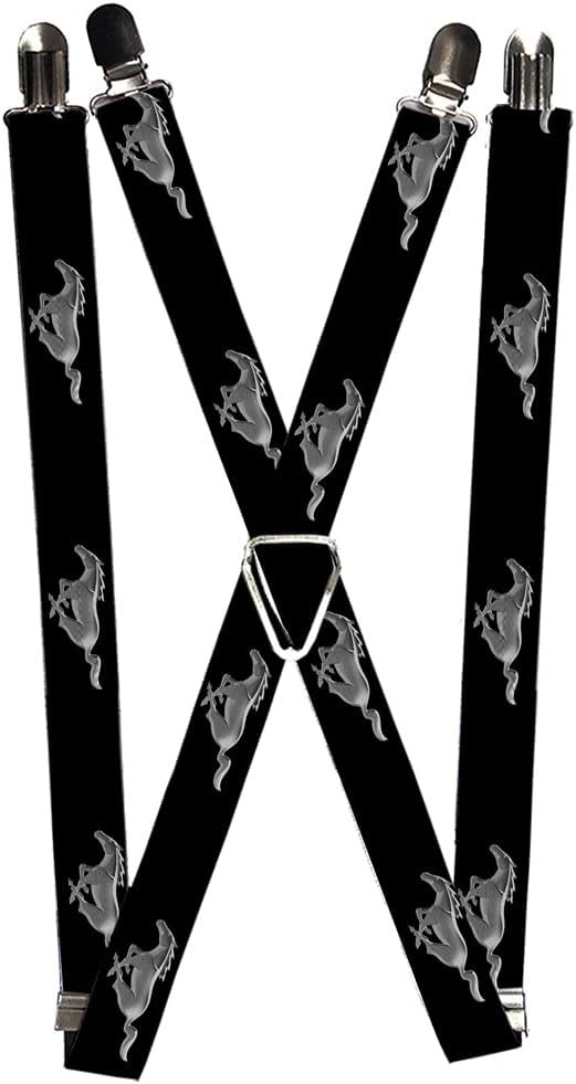 Mustang Silver Running Horse Suspenders - StangStuff