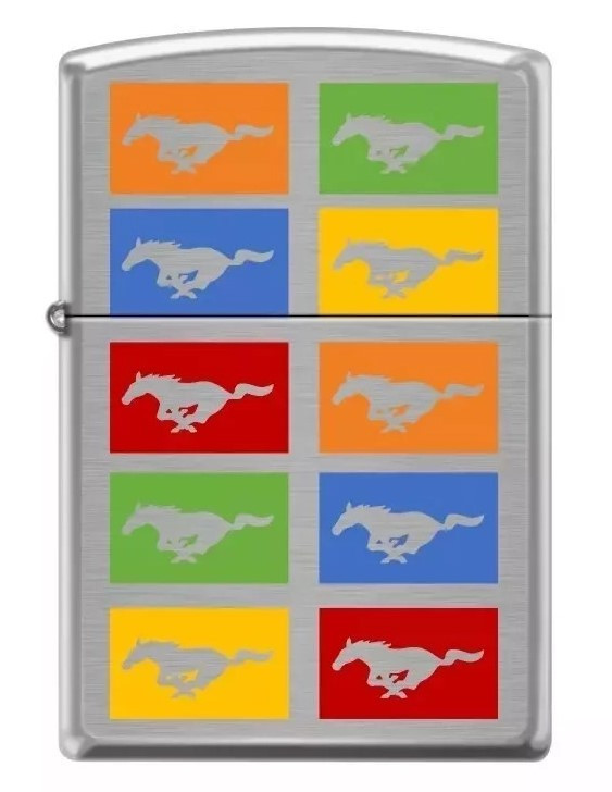 Mustang Stacked Running Horses on Chrome ZIPPO Lighter - StangStuff