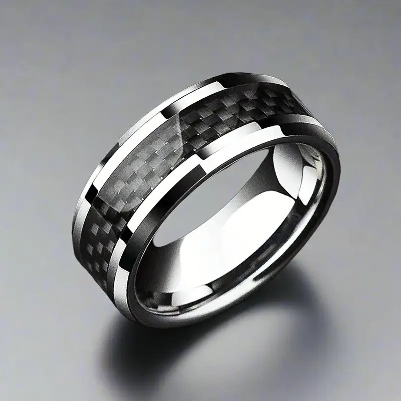Ring - Carbon Fiber on Polished Stainless Steel - StangStuff