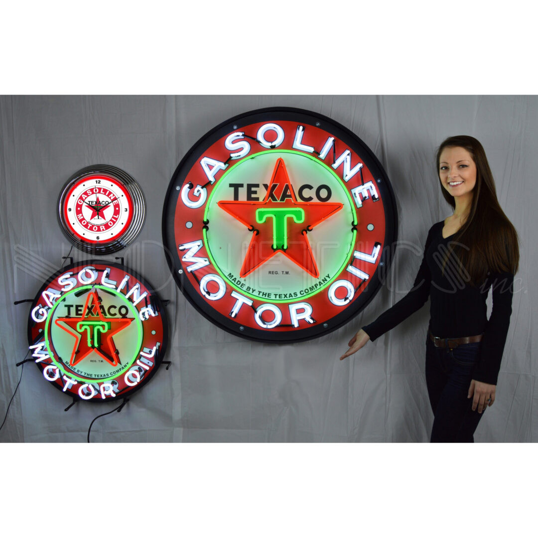 Texaco Motor Oil Neon Sign in Steel Can - 36" 9TXOIL - StangStuff