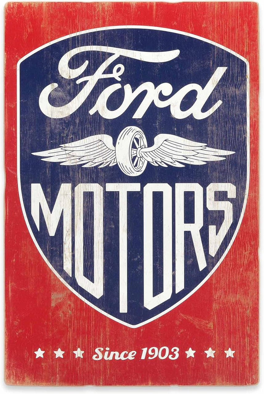 Ford Motors Since 1903 Distressed Style Wood Sign - StangStuff