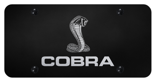 License Plate - COBRA & SVT Snake - Etched onto Black Stainless Steel ...