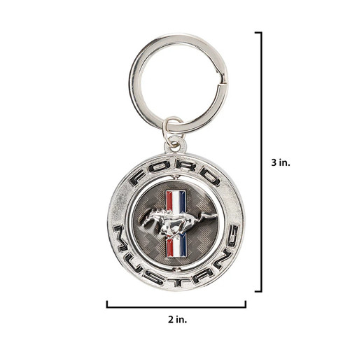 Key Chain - Mustang Spinning Tri-Bar Logo - StangStuff