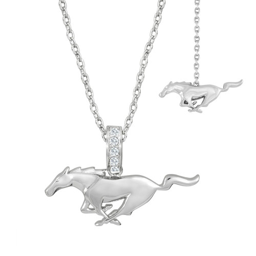 Mustang Pony Necklace - Silver with Crystals - StangStuff
