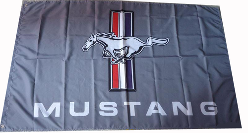 Flag - Mustang Tri-Bar on Gray - StangStuff