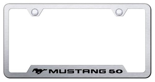 License Plate Frame - MUSTANG 5.0 - Laser Etched Brushed Stainless ...
