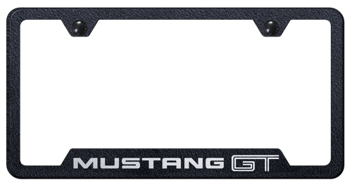 License Plate Frame - Mustang GT - Laser Etched Rugged Black - StangStuff