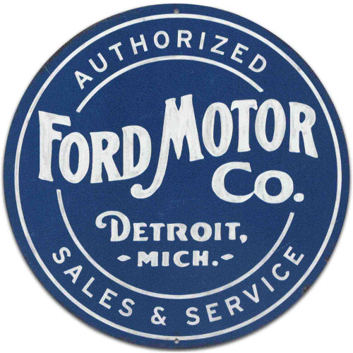 Ford Motor Co Service Round Embossed Tin Sign - StangStuff