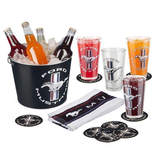Mustang Party Bucket & Pint Glass Gift Set - 14 Pieces! - StangStuff