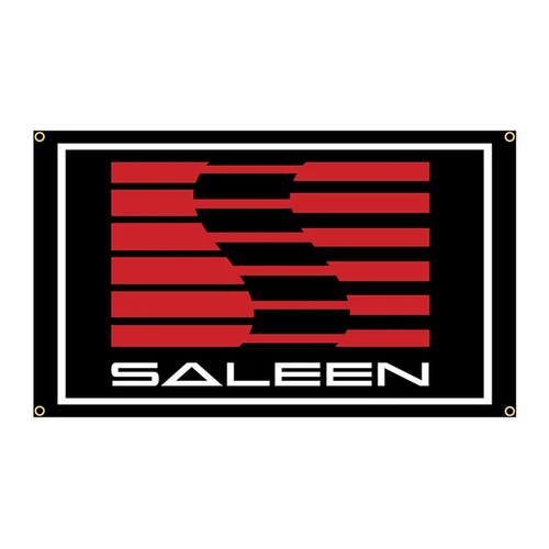 Flag - Saleen Mustang Logo Boxed on Black - StangStuff