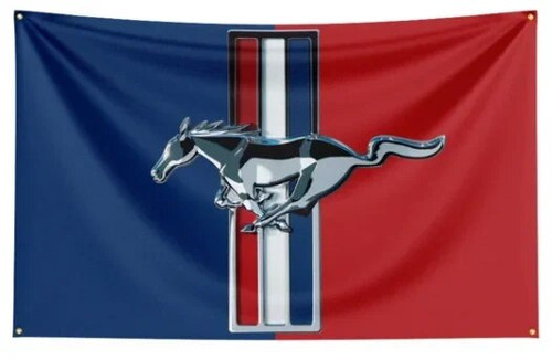 Flag - Red & Blue Mustang Tri-Bar - StangStuff