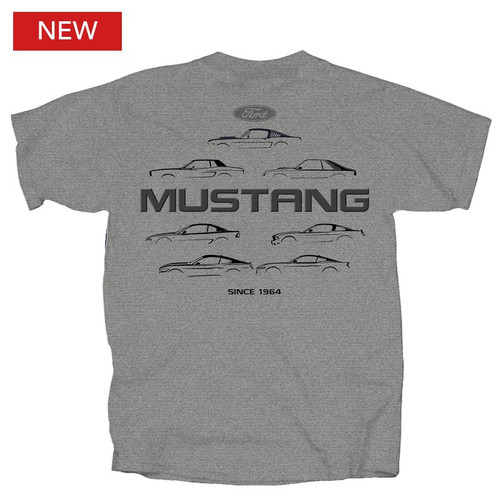 Ford Mustang 60 Years with Silhouette Mustangs T-Shirt - StangStuff