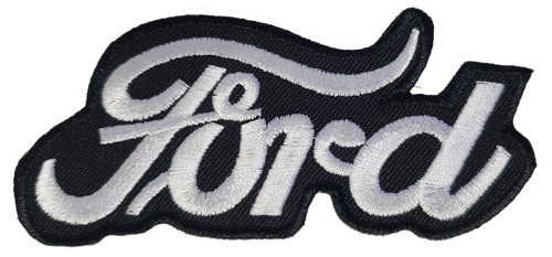 Patch - Ford Script Logo Die Cut 3.75" * Black - StangStuff