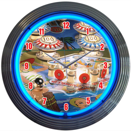 Neon Clock - Pinball 15" 8PINBX - StangStuff