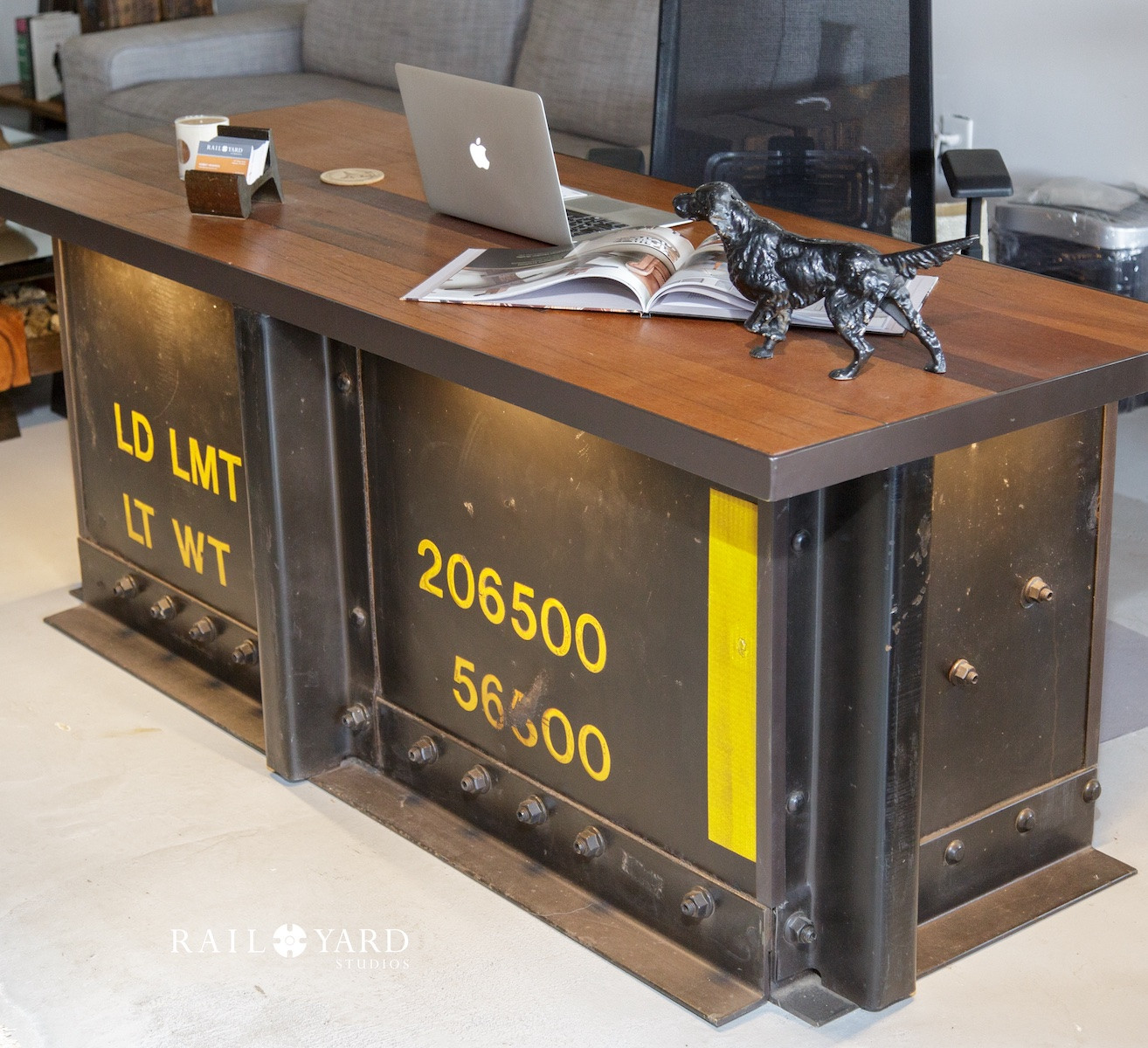 Oversized Executive Desk Simply Designed in Steel & Oak