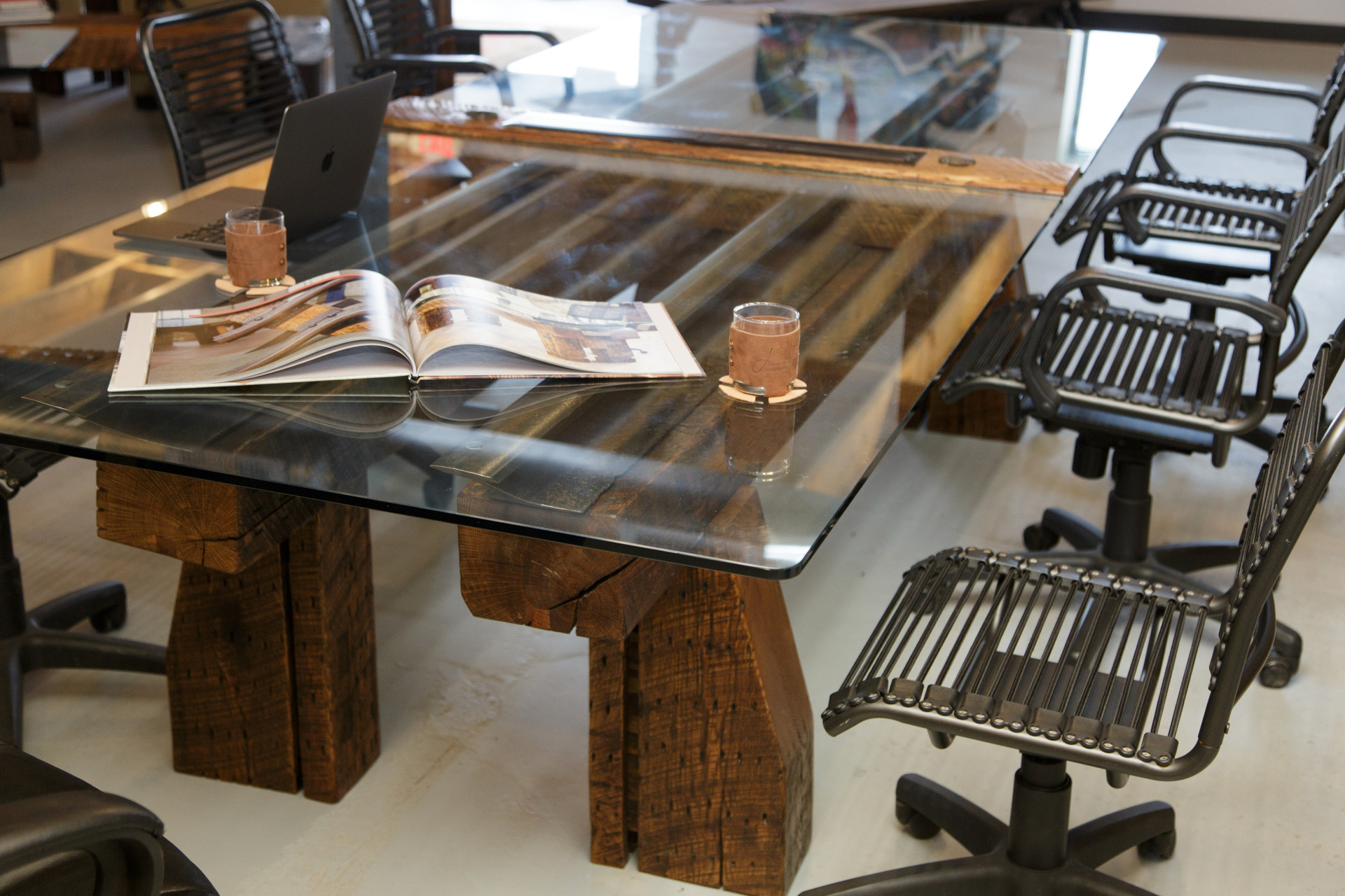 Heavy Steel and Wood Executive Board Room Conference Table