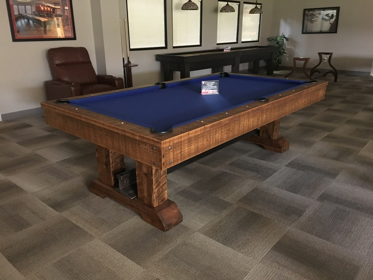 Authentic reclaimed wood and steel railroad-themed pool table from ...