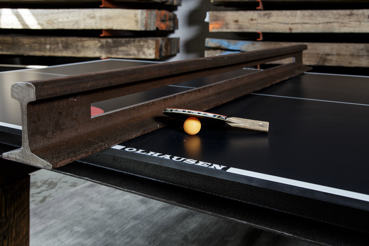 Custom Ping Pong Table Design from Reclaimed Wood and Steel