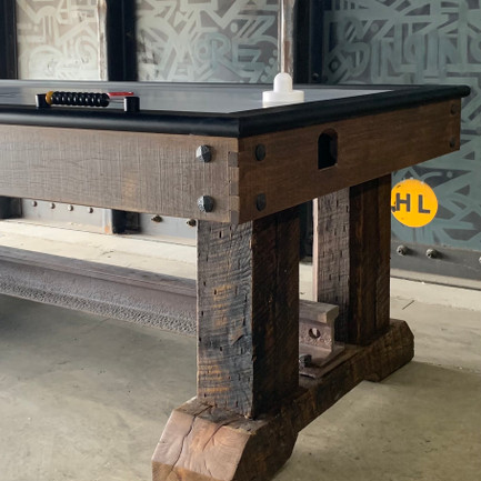 Authentic reclaimed wood and steel railroad-themed pool table from ...