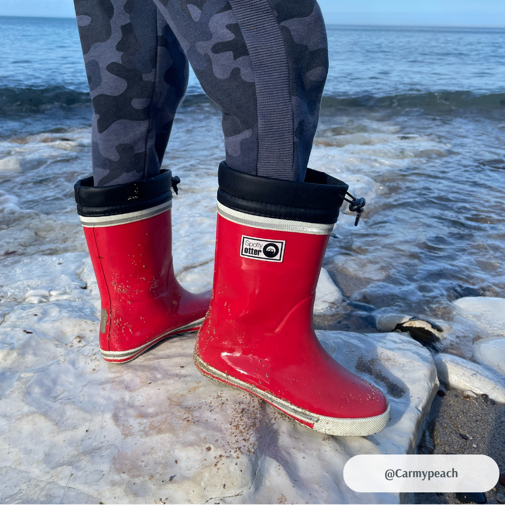 Fleece Lined Kids Wellies Spotty Otter
