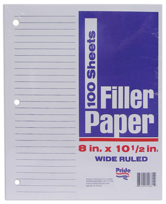 CHECK PLUS FILLER PAPER 100 SHEET 8.5 X 11 IN WIDE RULED 100 PAGES - SB ...