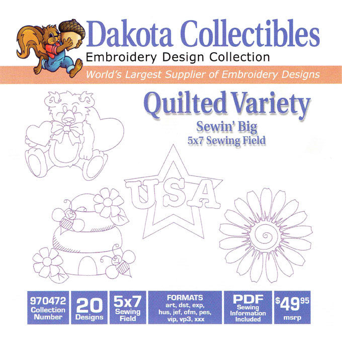Dakota Collectibles Sewin' Big Quilted Variety Embroidery Design CD