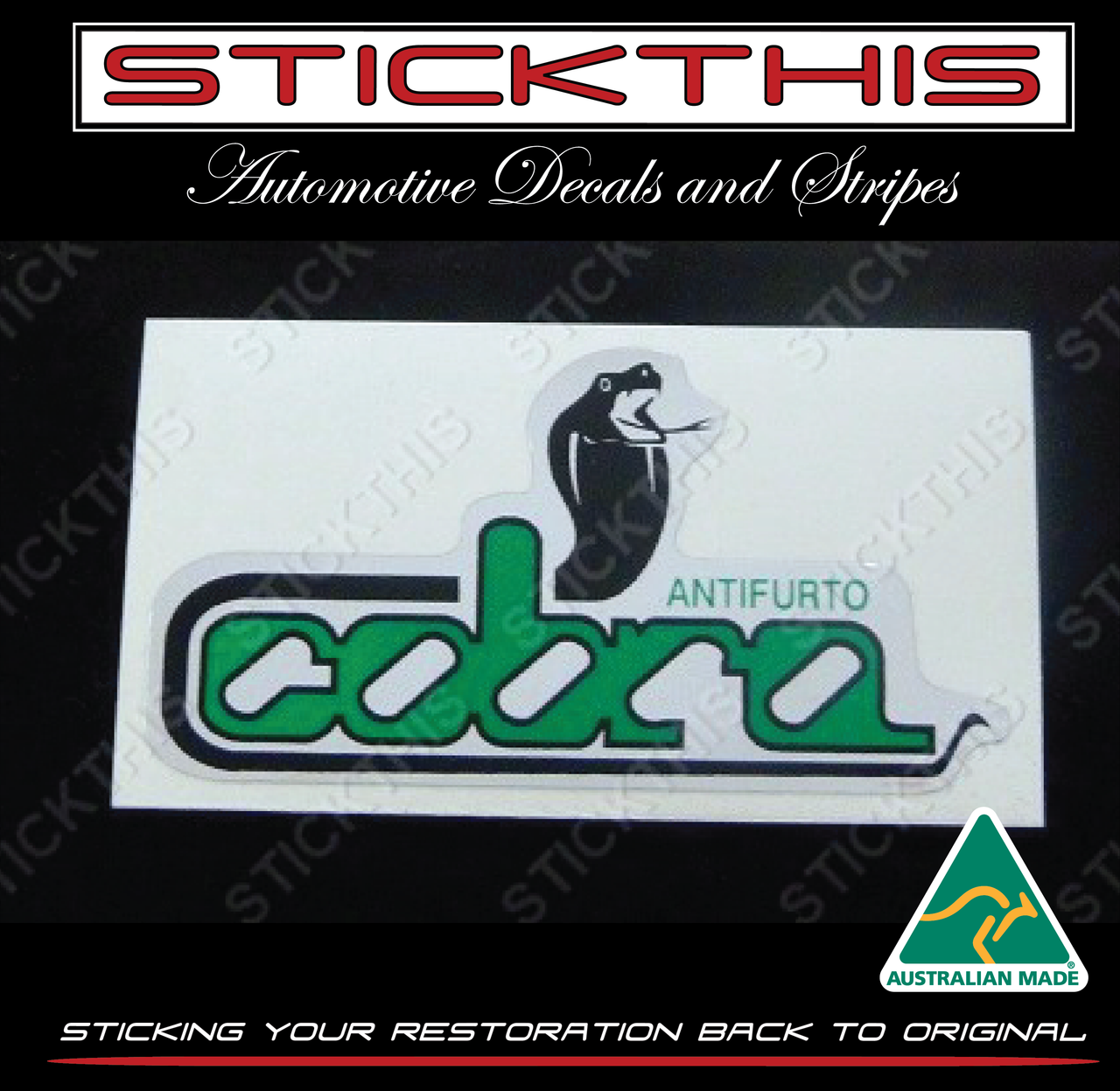 Cobra Alarm Decal, HDT VH VK VL VN - Green - STICKTHIS Automotive ...