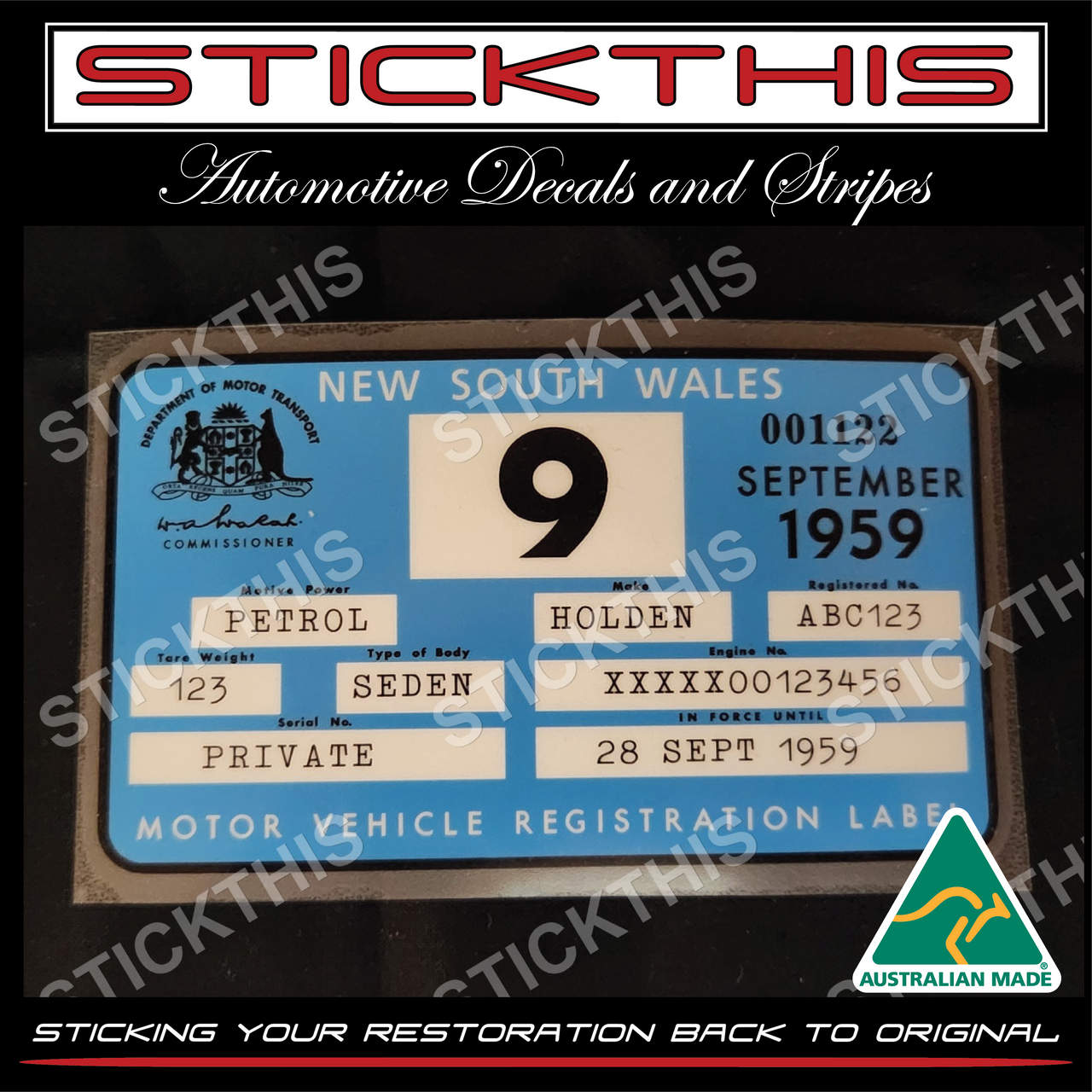 Registration Labels - NSW - Page 1 - STICKTHIS Automotive Decals and ...