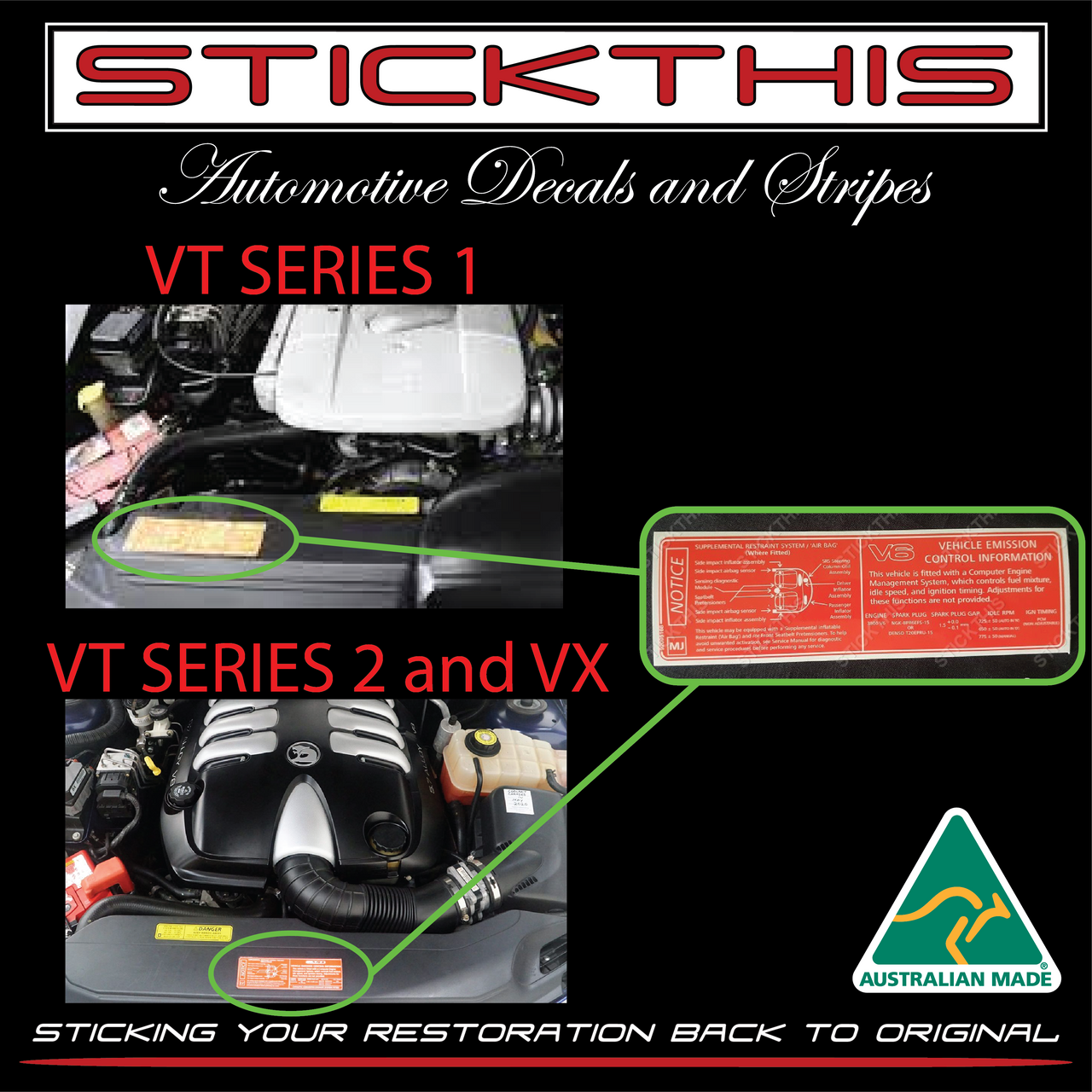 VT - VZ - Engine Bay Decals - Page 1 - STICKTHIS Automotive Decals and ...