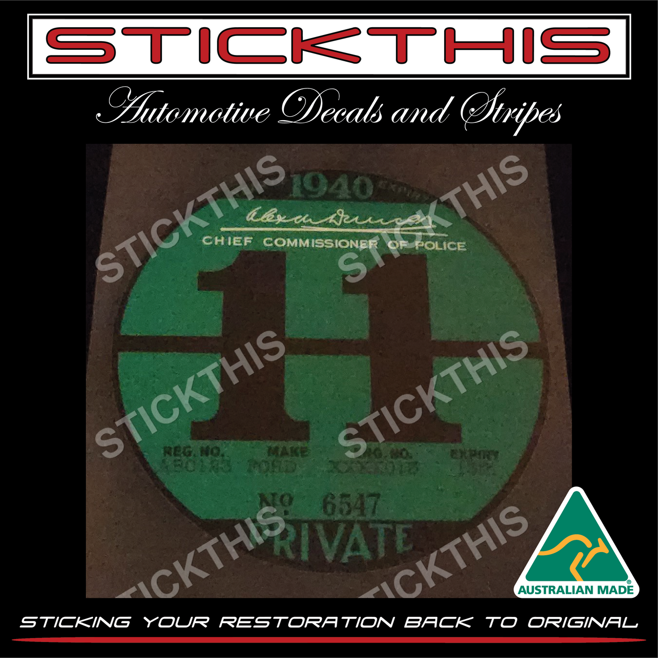 Reproduced VIC Registration Rego Label 1935-1952 - STICKTHIS Automotive ...