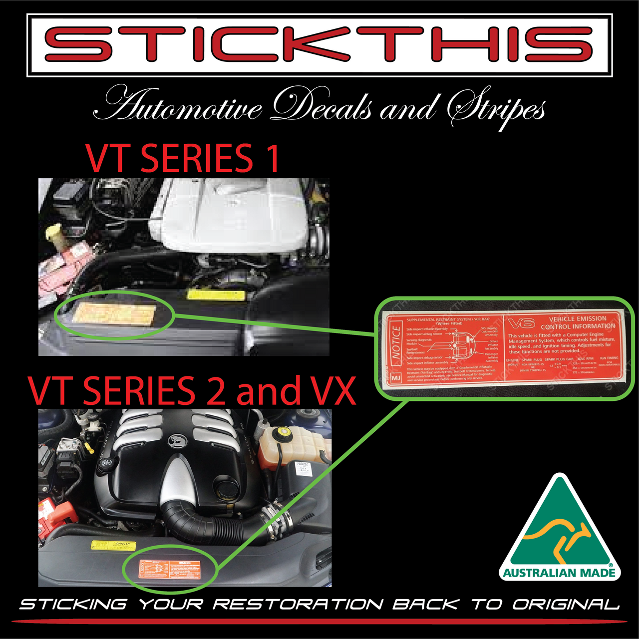 Vehicle Emission Control Information & SRS Decal NA - VT WH V6 ...