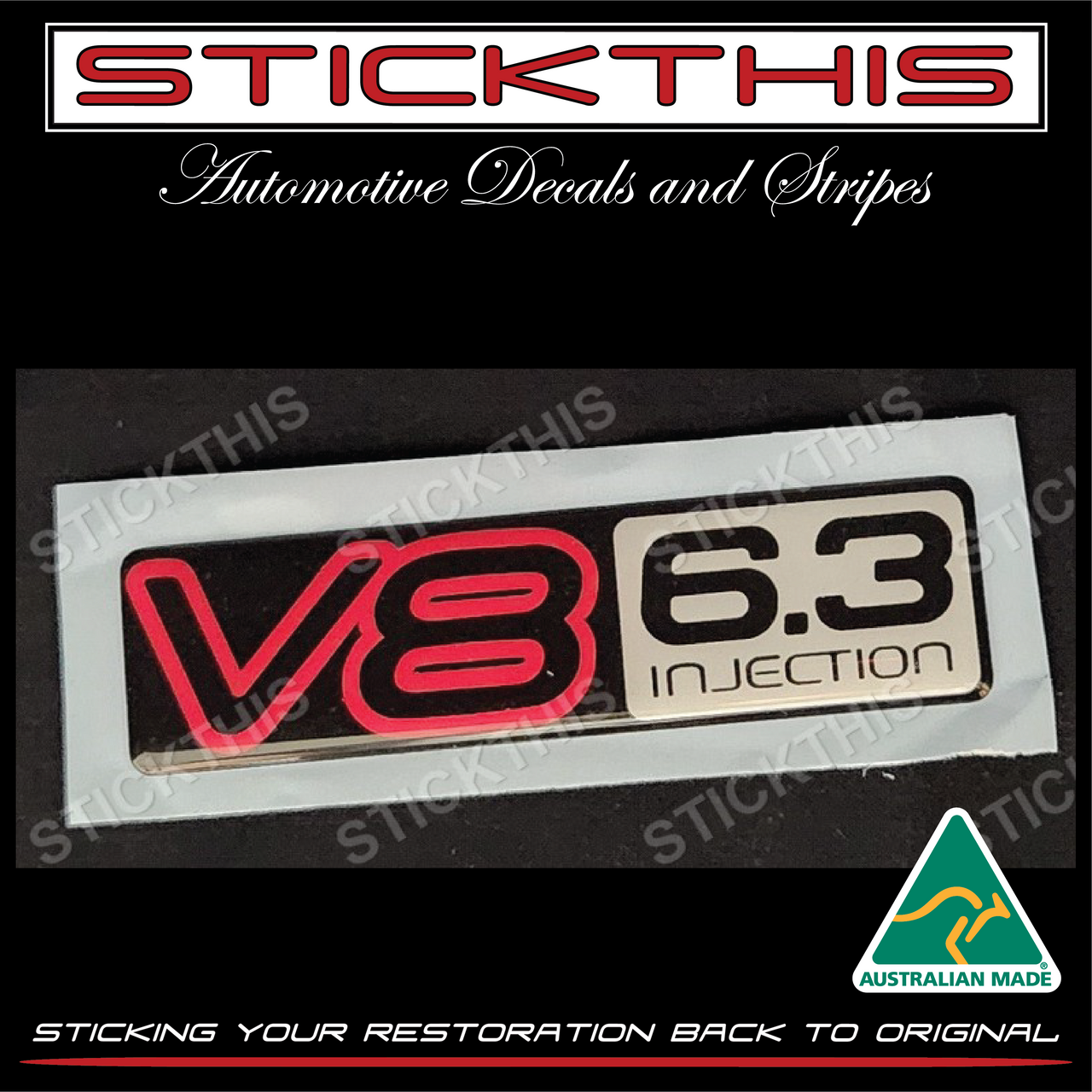 VN V8 6.3 Injection Boot Badge - STICKTHIS Automotive Decals and Stripes