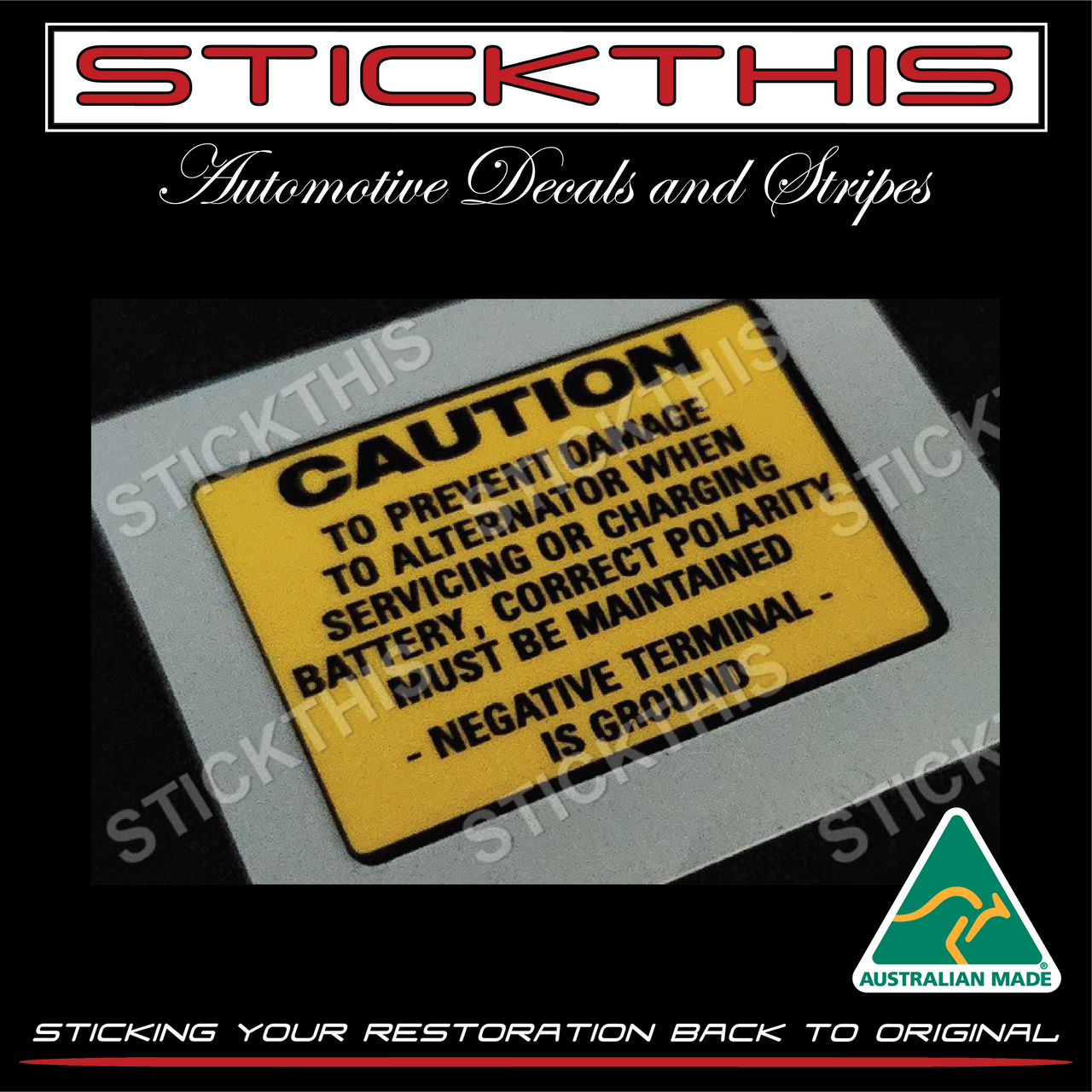 GMH Lucas Battery Part Number 12H09PP Decal 60's Terminal Caution Decal ...