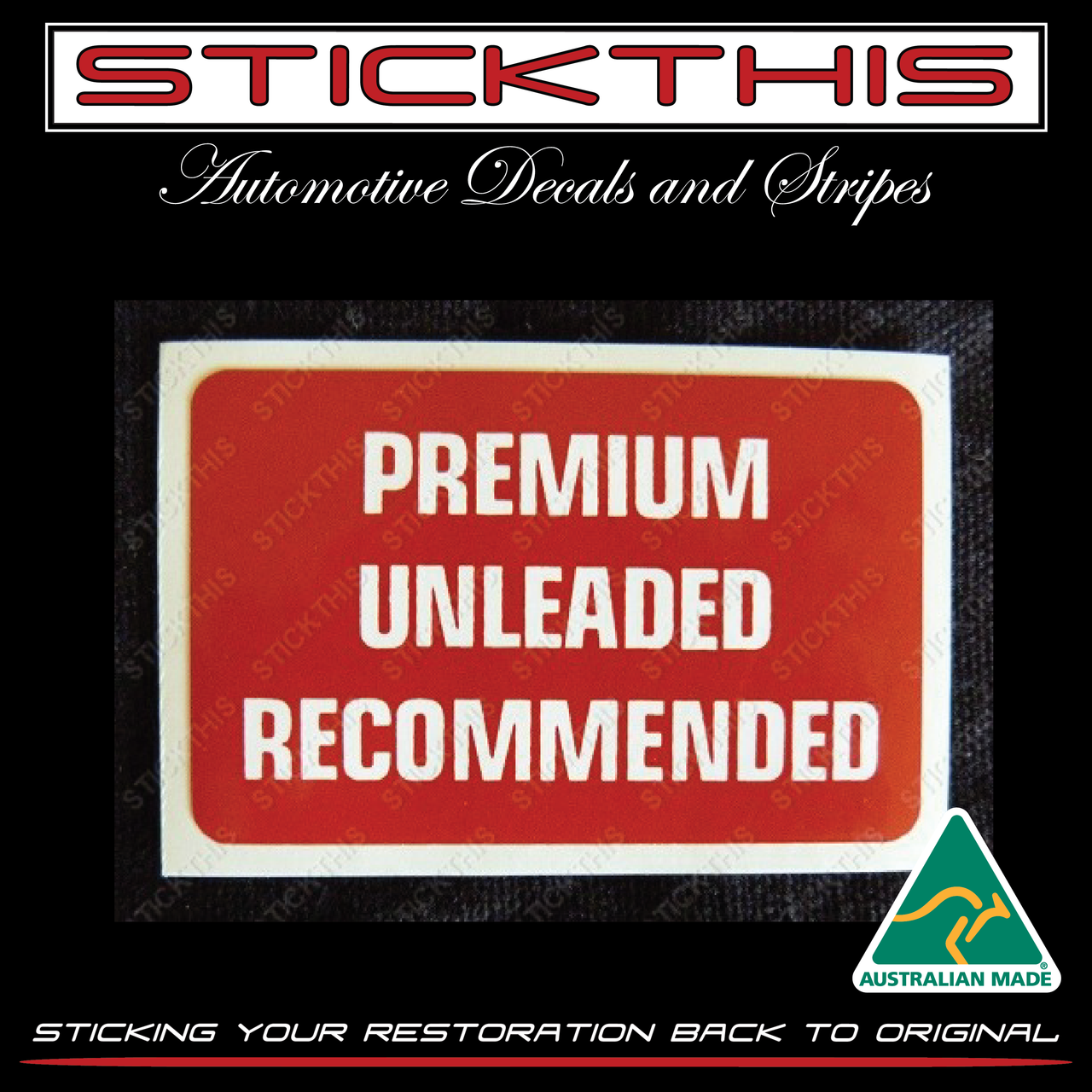 Fuel Flap Decal - Premium Unleaded Recommended VN VP VR - STICKTHIS ...