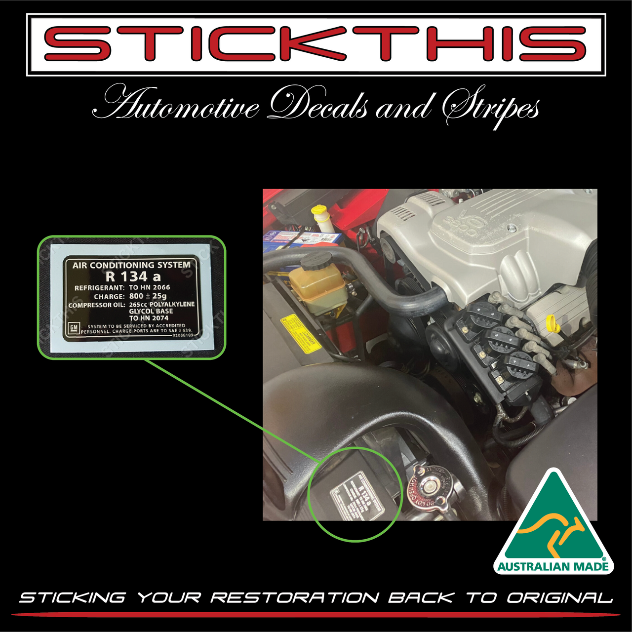 Air Conditioning Gas Decal R134a - VT VX V2 WH - STICKTHIS Automotive ...