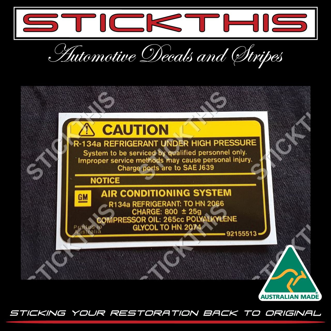 Air Conditioning Refrigerant Decal VX - VY - STICKTHIS Automotive ...