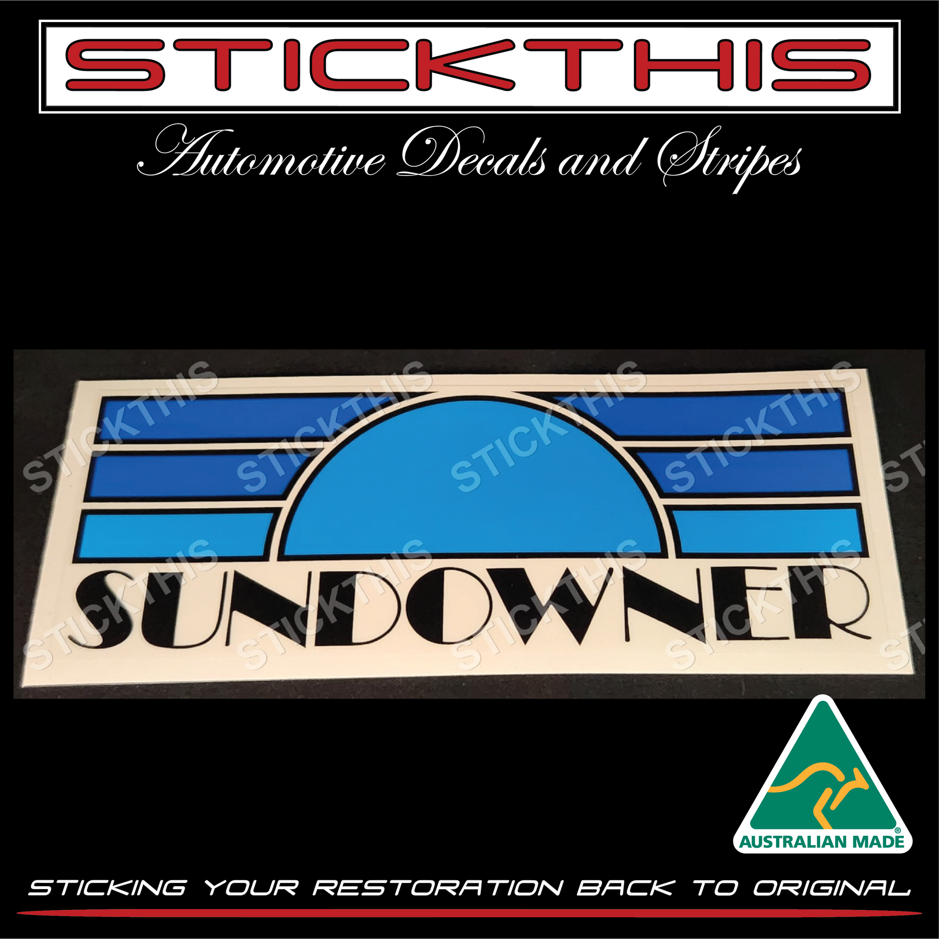 Sundowner Escort Rear Tailgate Door Logo - Light Blue, Blue - STICKTHIS ...