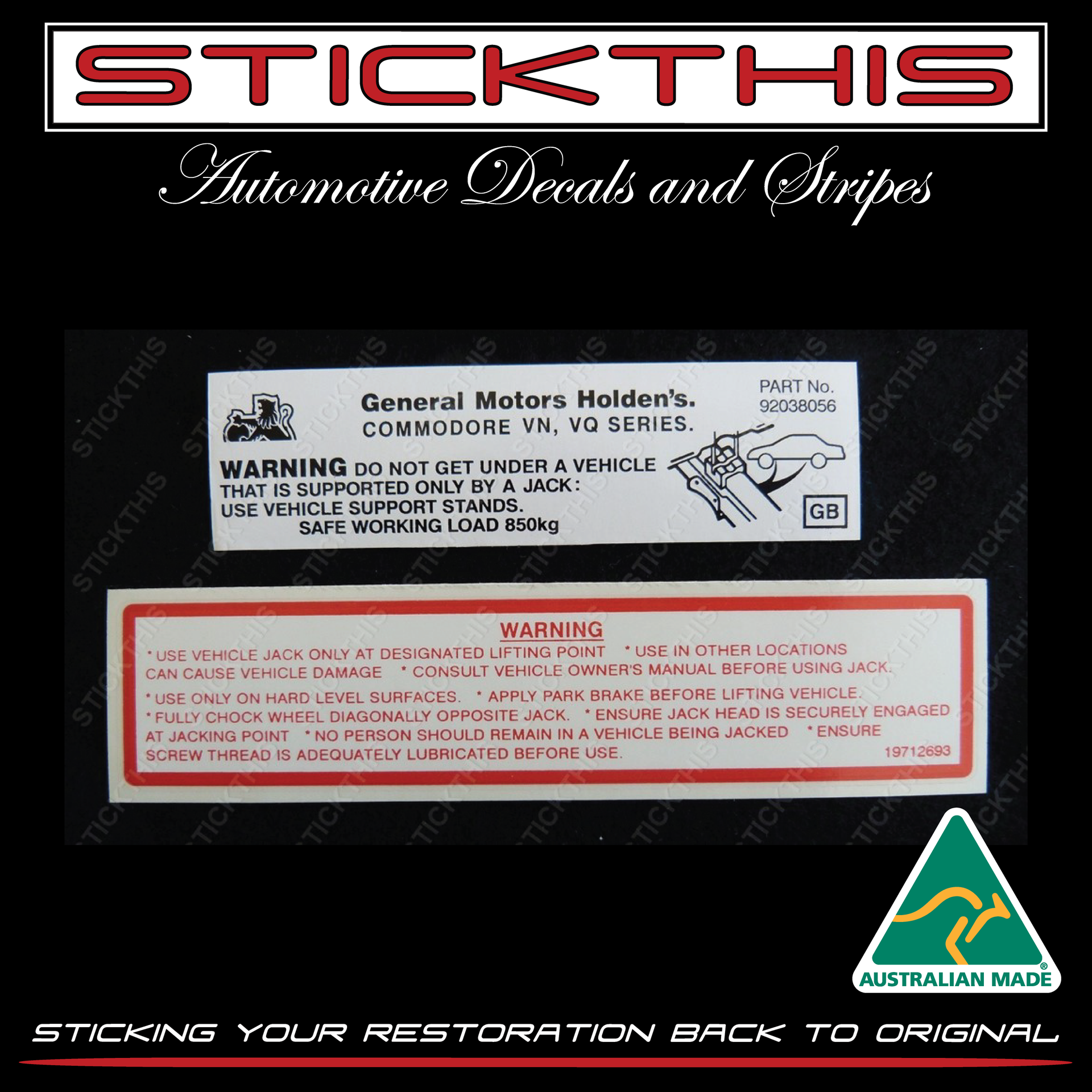 VN SS Engine Bay Kit - Pre August 1990 - STICKTHIS Automotive Decals ...