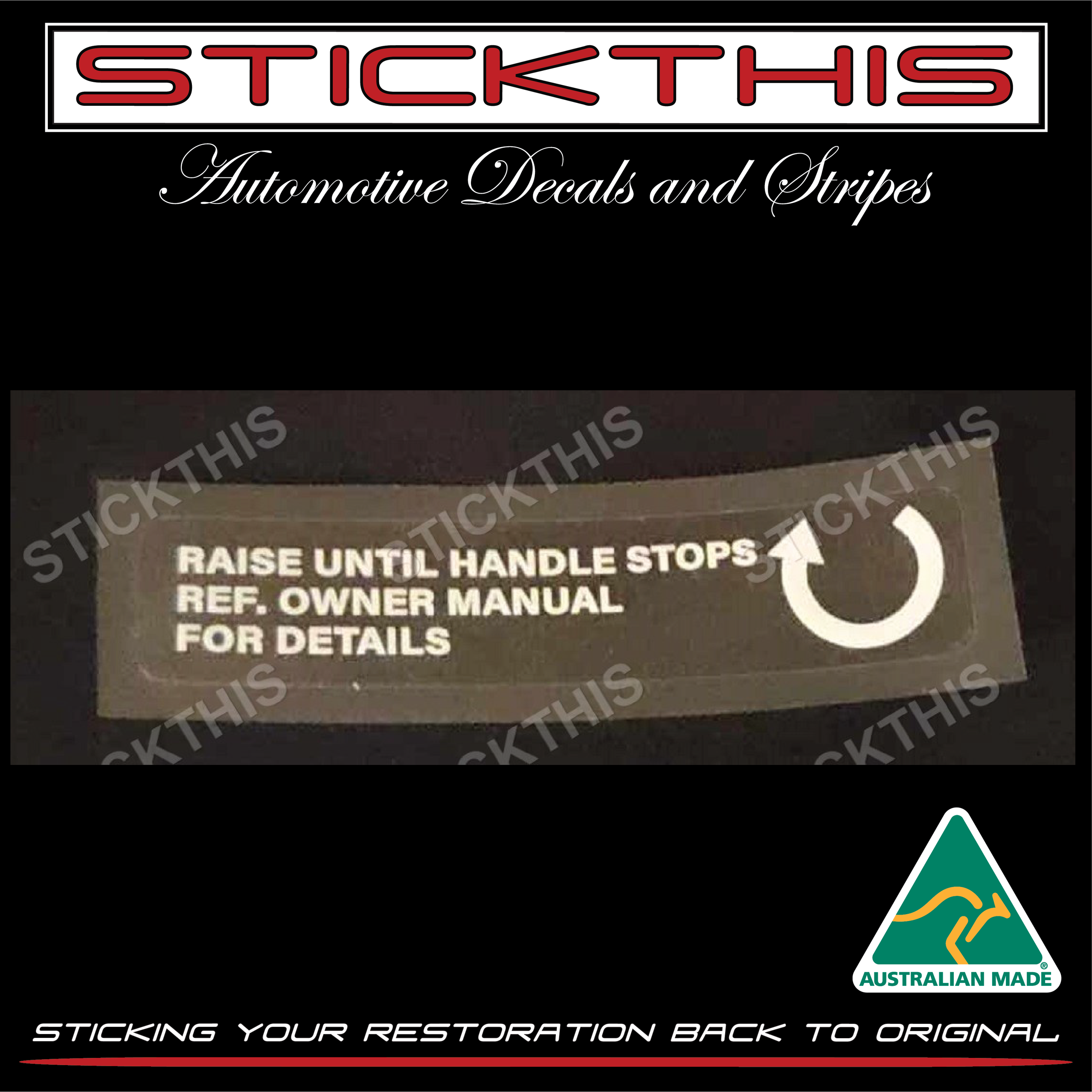 VY VZ One Tonner Ute Spare Wheel Winch Handle Instruction Decal ...