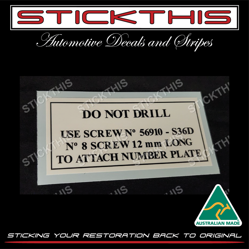 EB-EL Boot Decal - Do Not Drill Number Plate Screw Warning - STICKTHIS ...